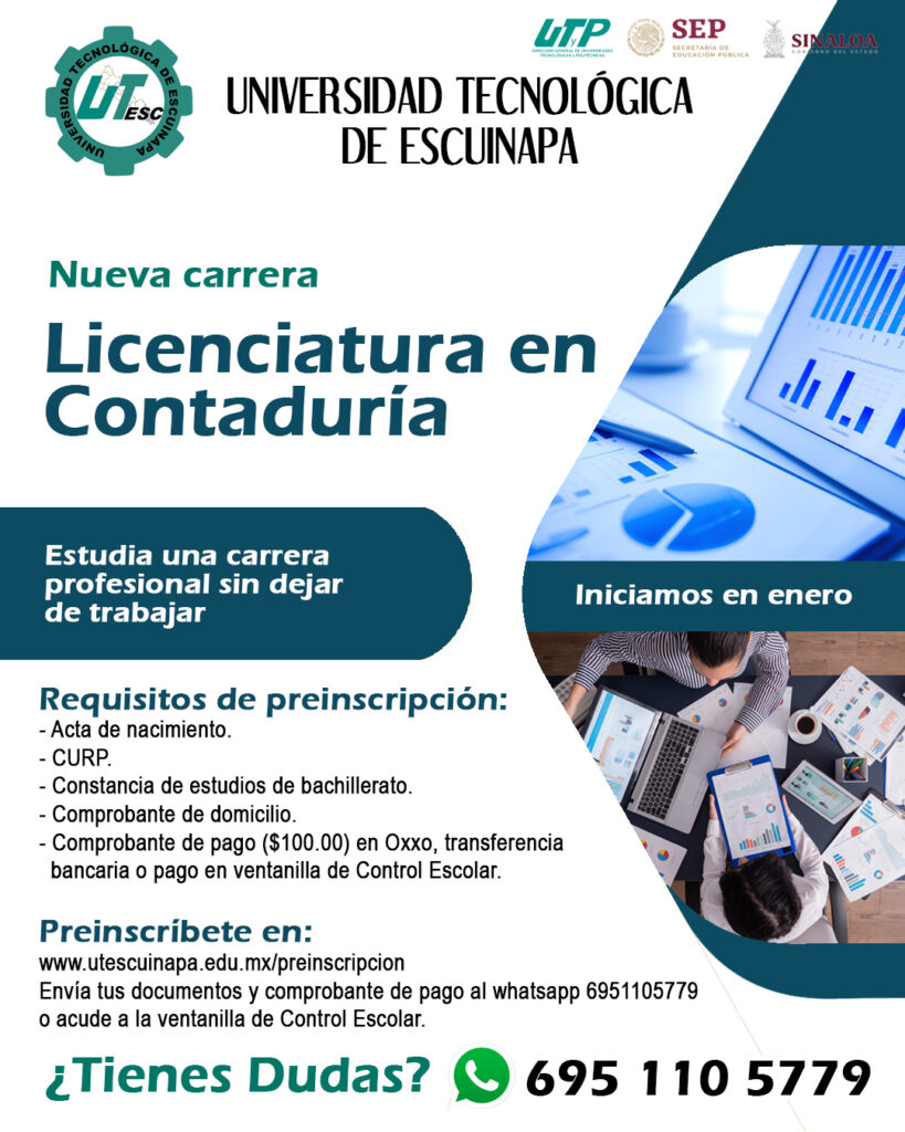 LICENCIATURA EN CONTADURÍA – Universidad Tecnológica de Escuinapa